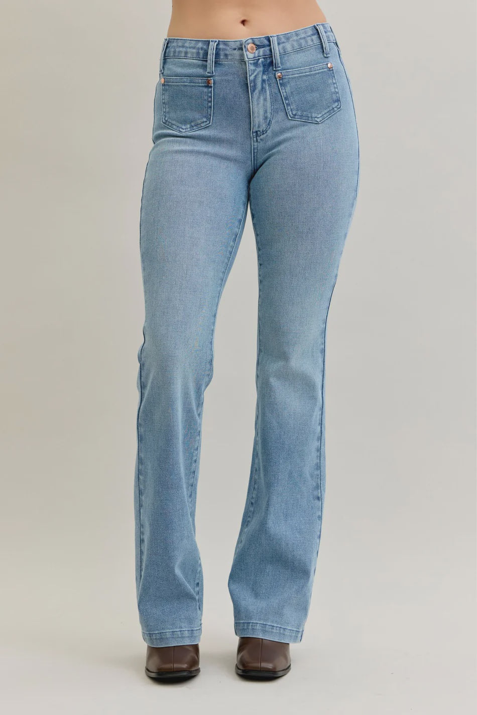 Judy Blue MR Bootcut Contrast Wash & Front Patch Pocket Jean – The Blue ...